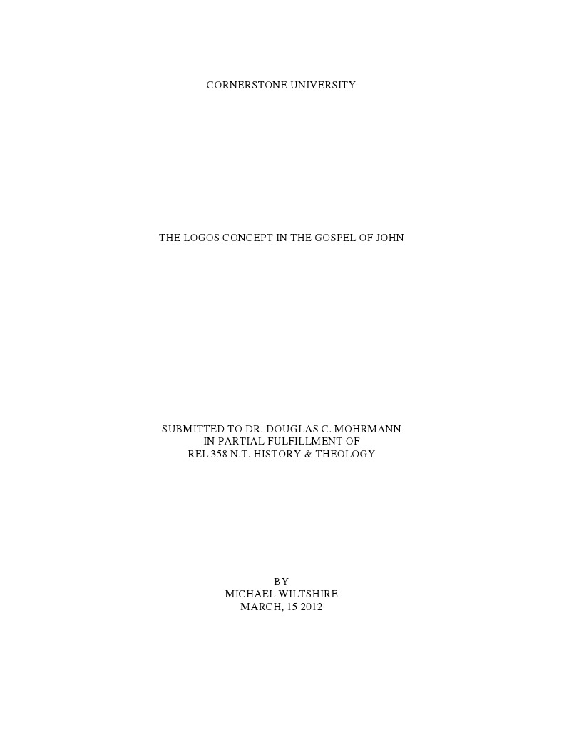 The Logos in The Gospel of John | PDF | Gospel Of John | Logos