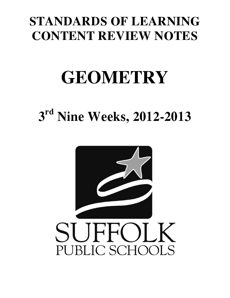Geometry SOL Review Notes 2012-2013 | PDF | Circle | Trigonometric ...