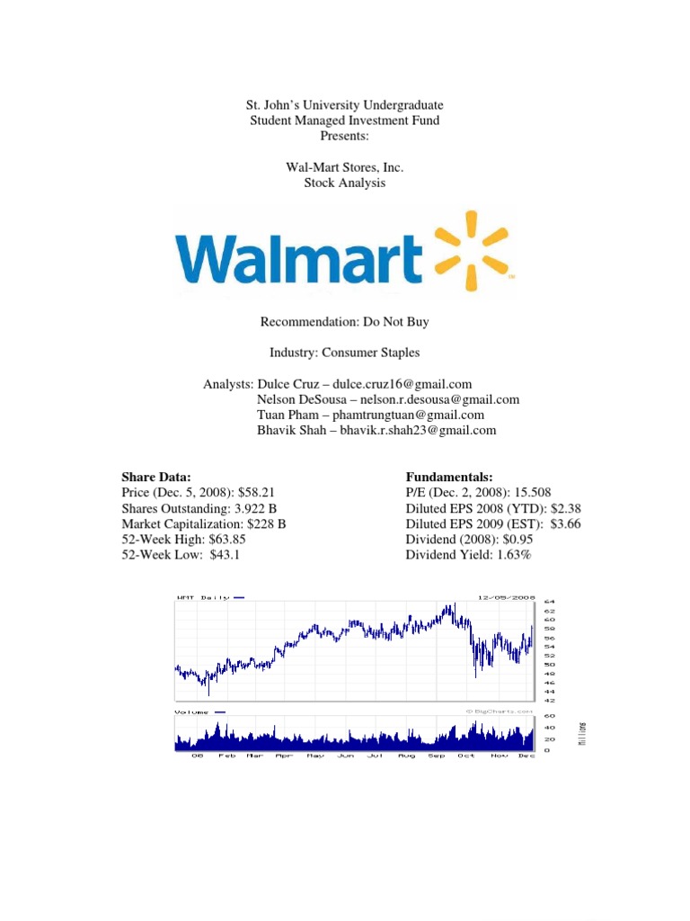 Walmart Analyst Report | PDF | Walmart | Cost Of Capital
