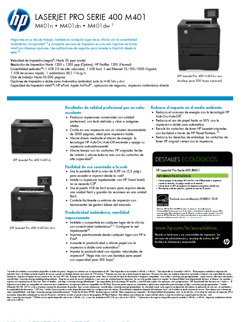 LaserJet Pro 400 Printer M401 Series | PDF | Impresora (Computación ...
