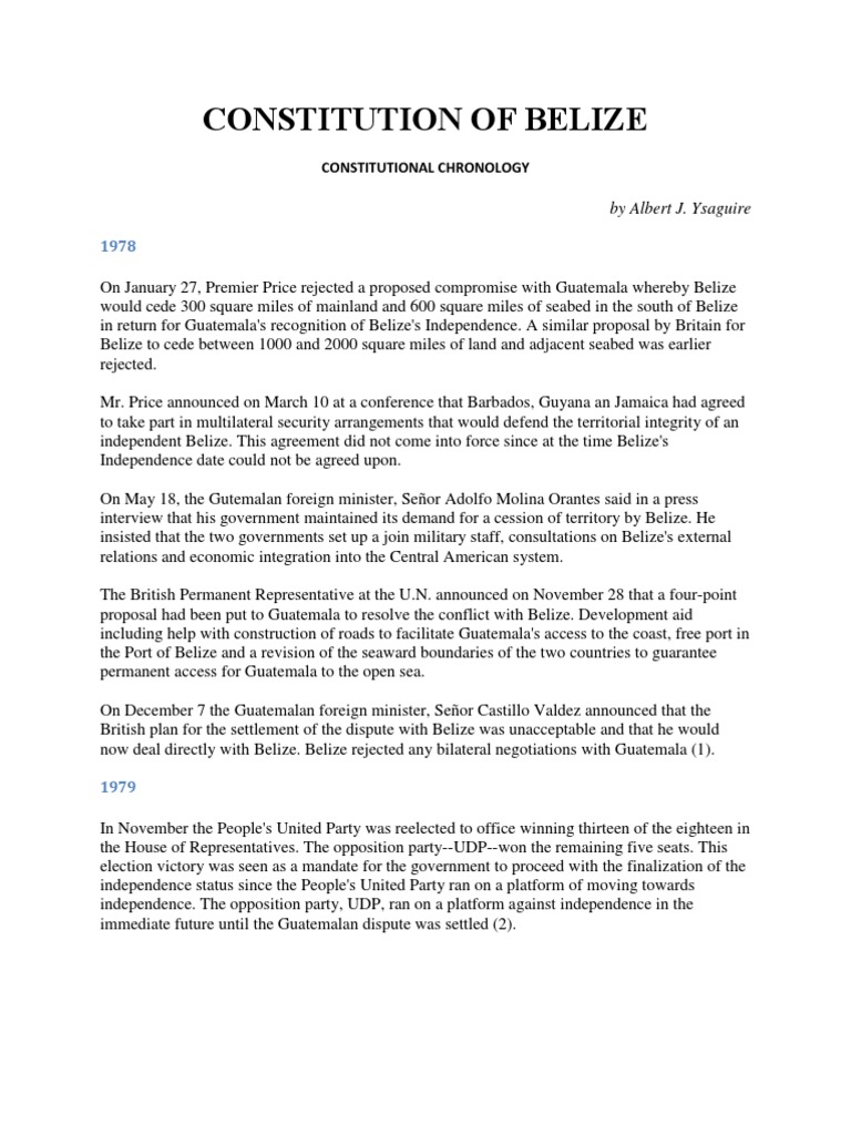Constitution of Belize - Constitutional Chronology | PDF | Belize ...