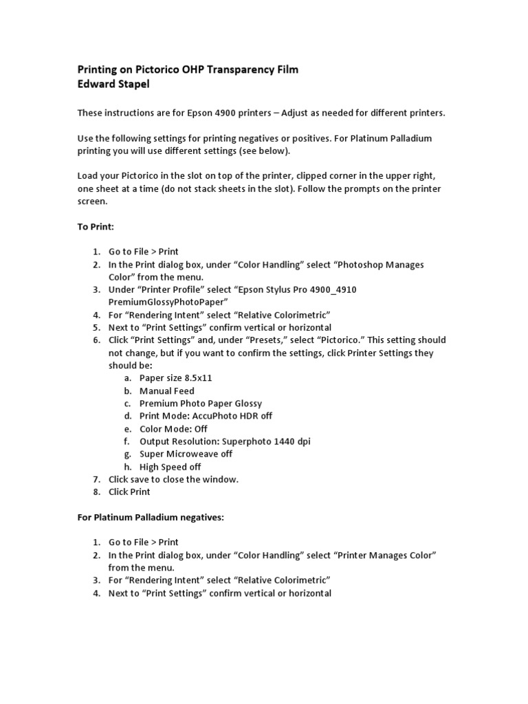 Printing Pictorico | PDF | Printer (Computing) | Media Technology