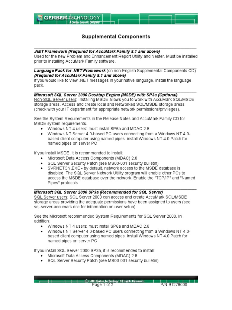 Supplemental Components | PDF | Microsoft Sql Server | Microsoft Windows