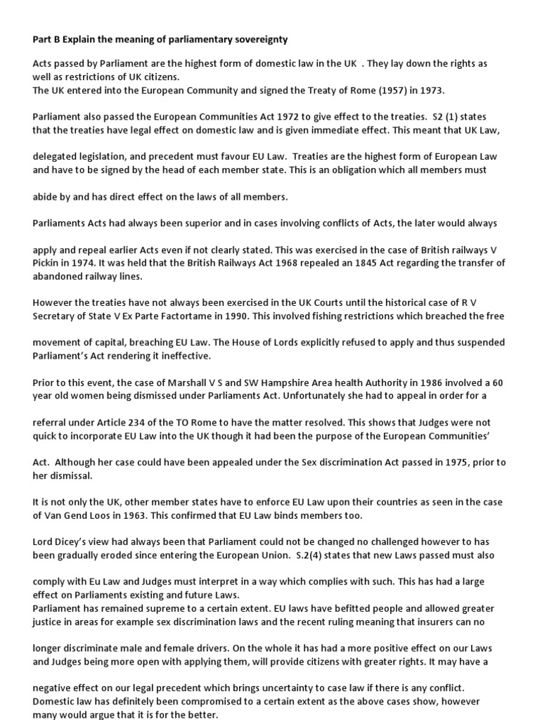 Wjec LA3 A2 A-Level Law Model Answer | PDF | European Union Law | Treaty