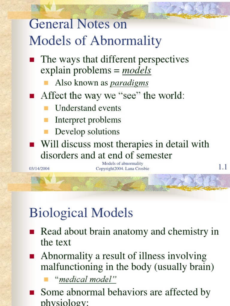 Models of Abnormality | PDF | Humanistic Psychology | Mental Disorder