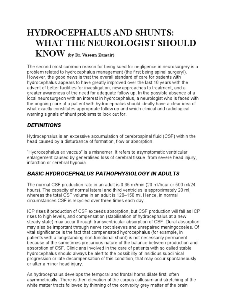 Hydrocephalus & Shunts | PDF | Cerebrospinal Fluid | Nervous System