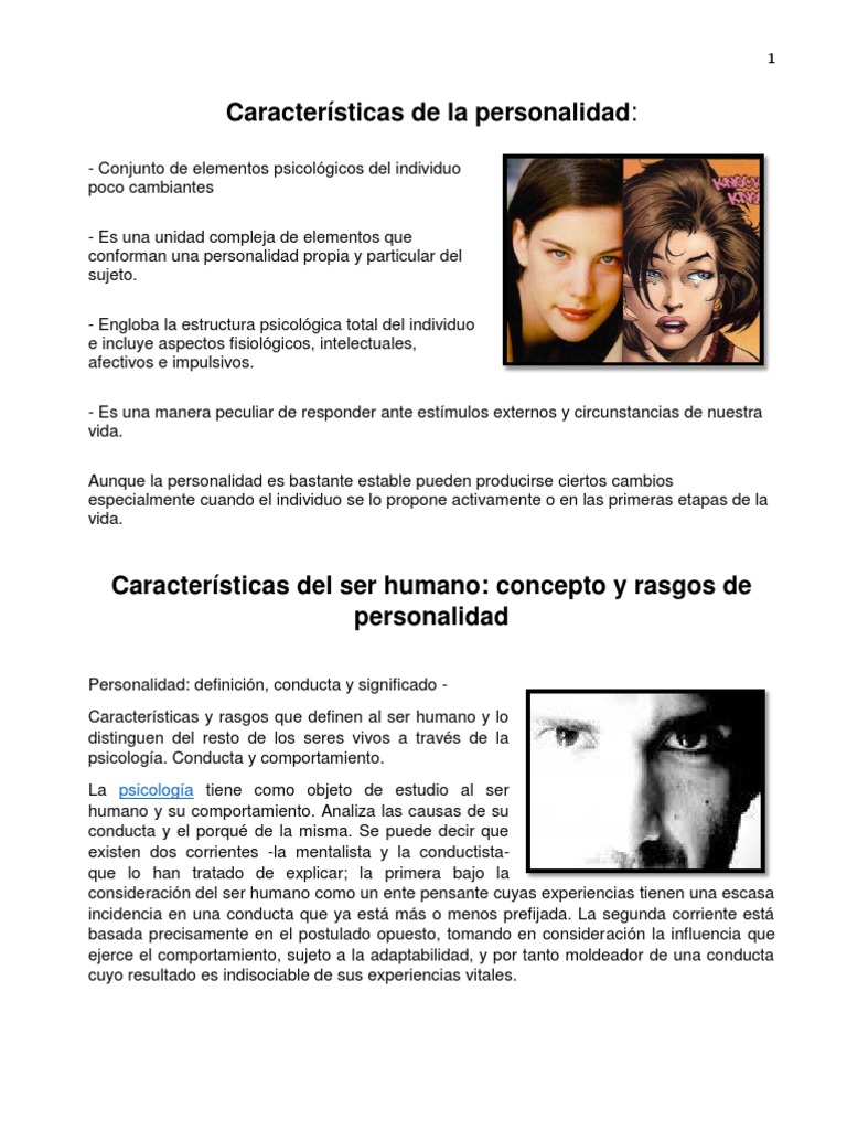 Características de la Personalidad Humana | PDF | Autoestima ...