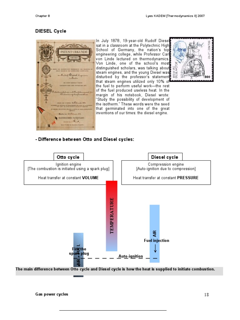 Thermodynamics Diesel Cycle Efficiency Comparison Otto Cycle | PDF ...
