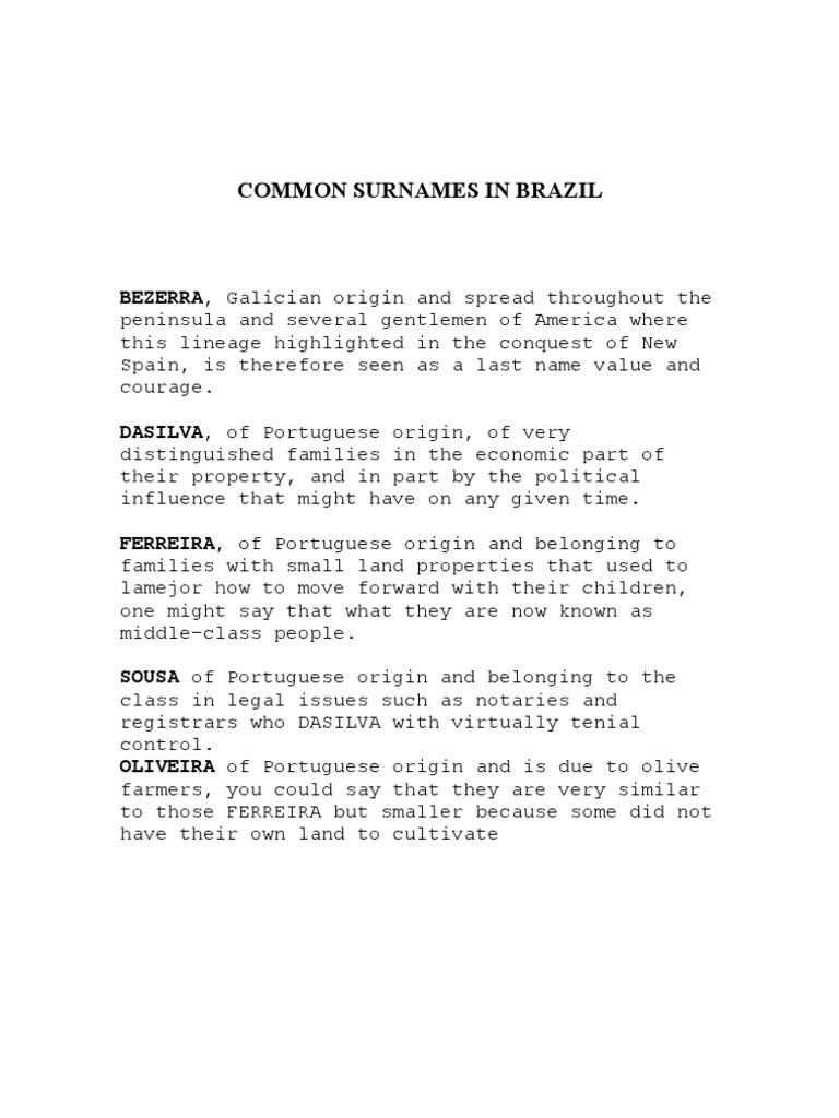 Common Surnames in Brazil | PDF