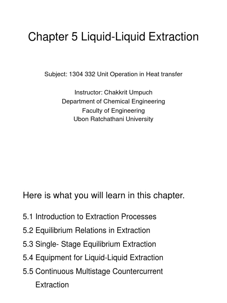 Liquid Liquid Extraction | PDF | Chemical Engineering | Physical Chemistry