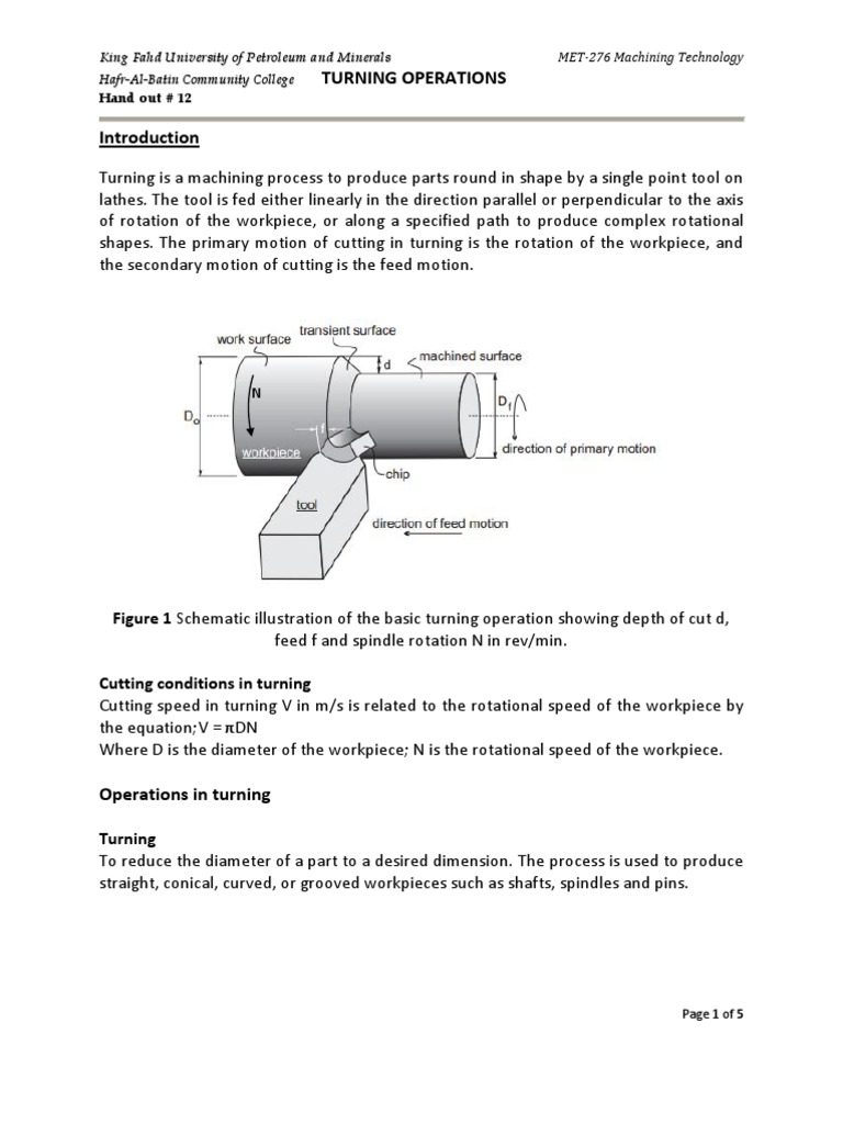 Turning Operations | PDF | Machining | Production And Manufacturing
