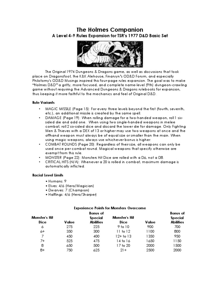 Holmes Companion: D&D Rules Expansion | PDF | Dungeons & Dragons ...