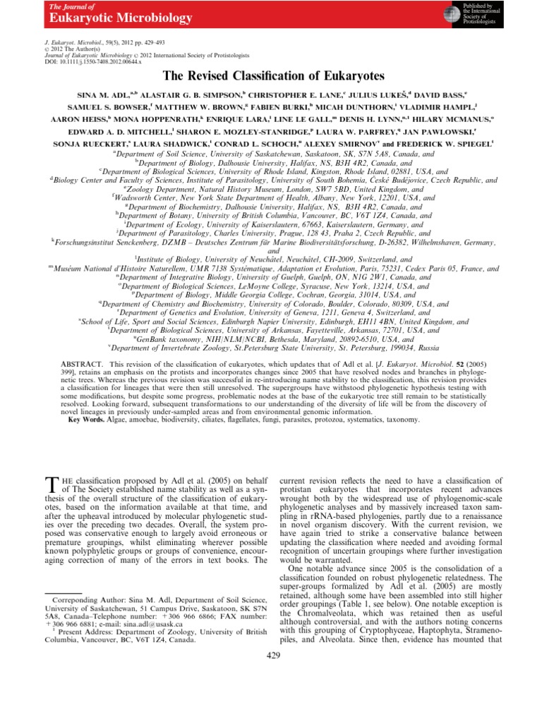 The Revised Classification Of Eukaryotes Pdf Eukaryotes Mitosis 9232