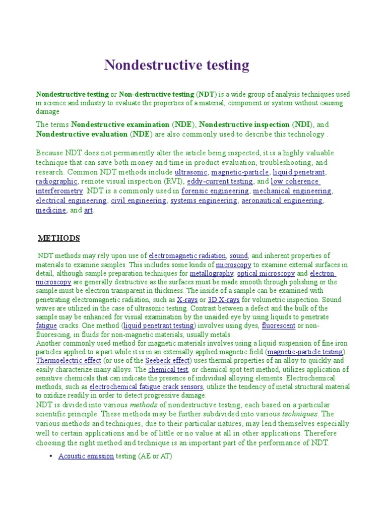 Non Destructive Testing | PDF | Nondestructive Testing | Materials