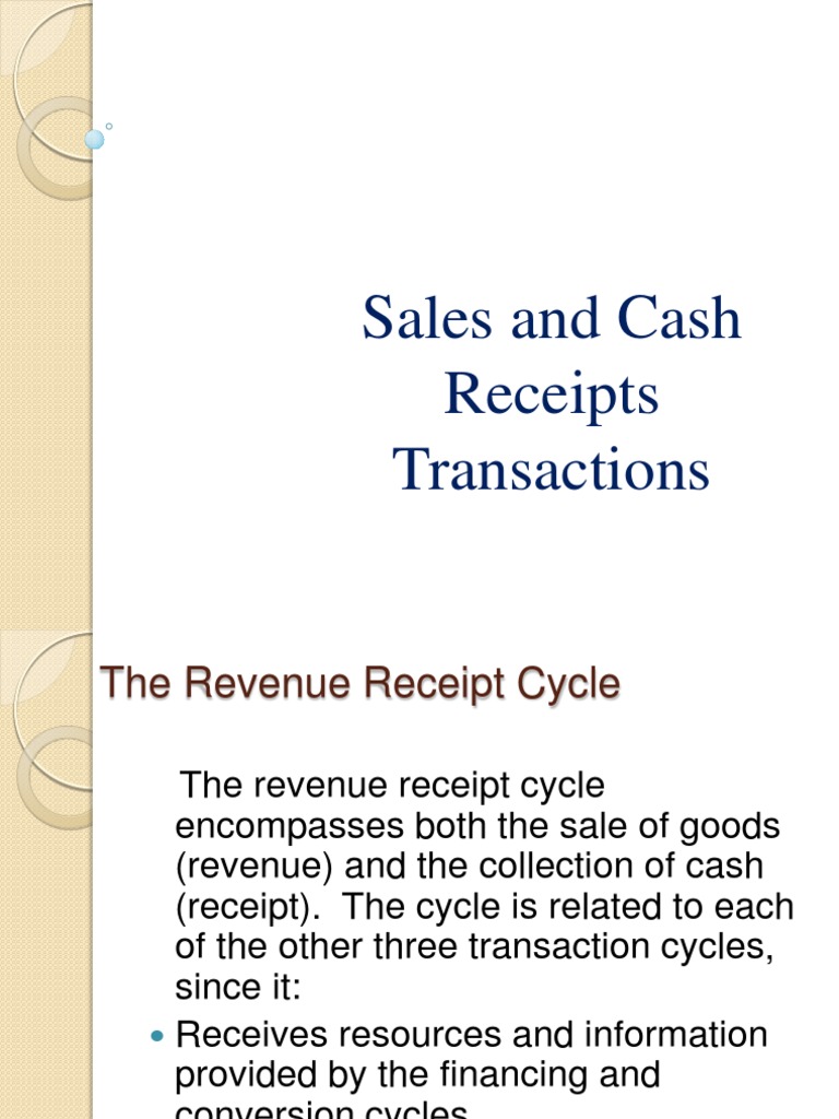 Sales and Cash Receipts Transaction | PDF | Invoice | Receipt