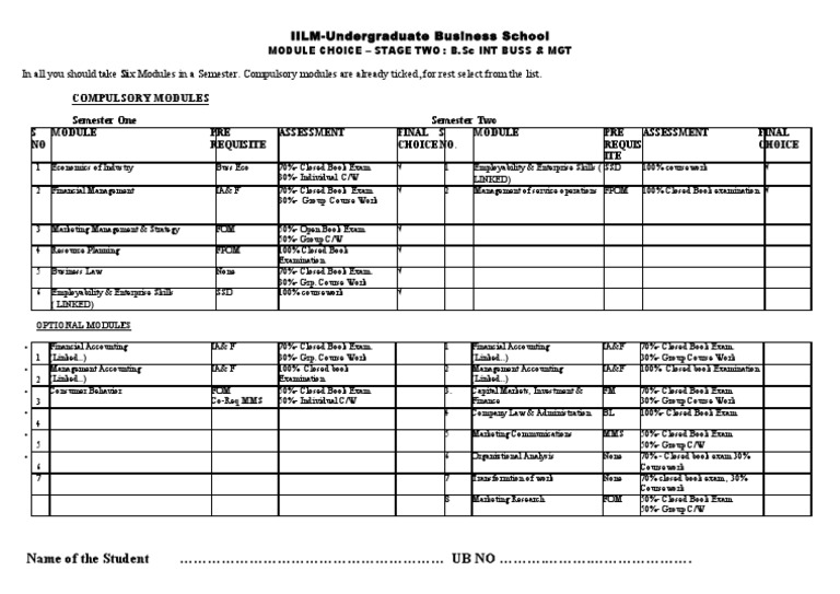 Module Choice For BMS | PDF | Business