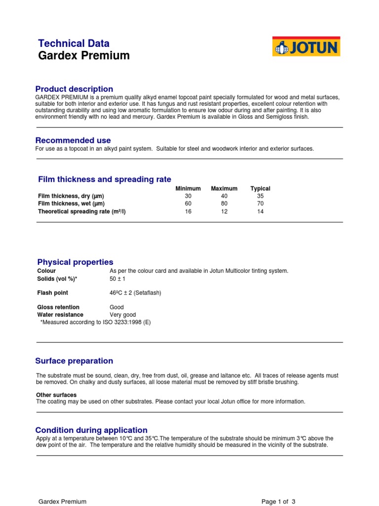 Datasheet | PDF | Paint | Industrial Processes