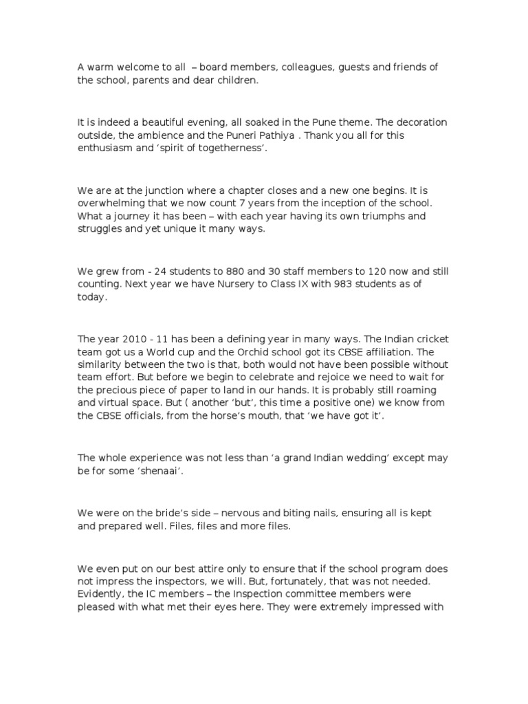 Annual Day Speech | PDF