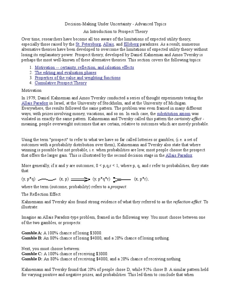 Prospect Theory | PDF | Decision Making | Scientific Method