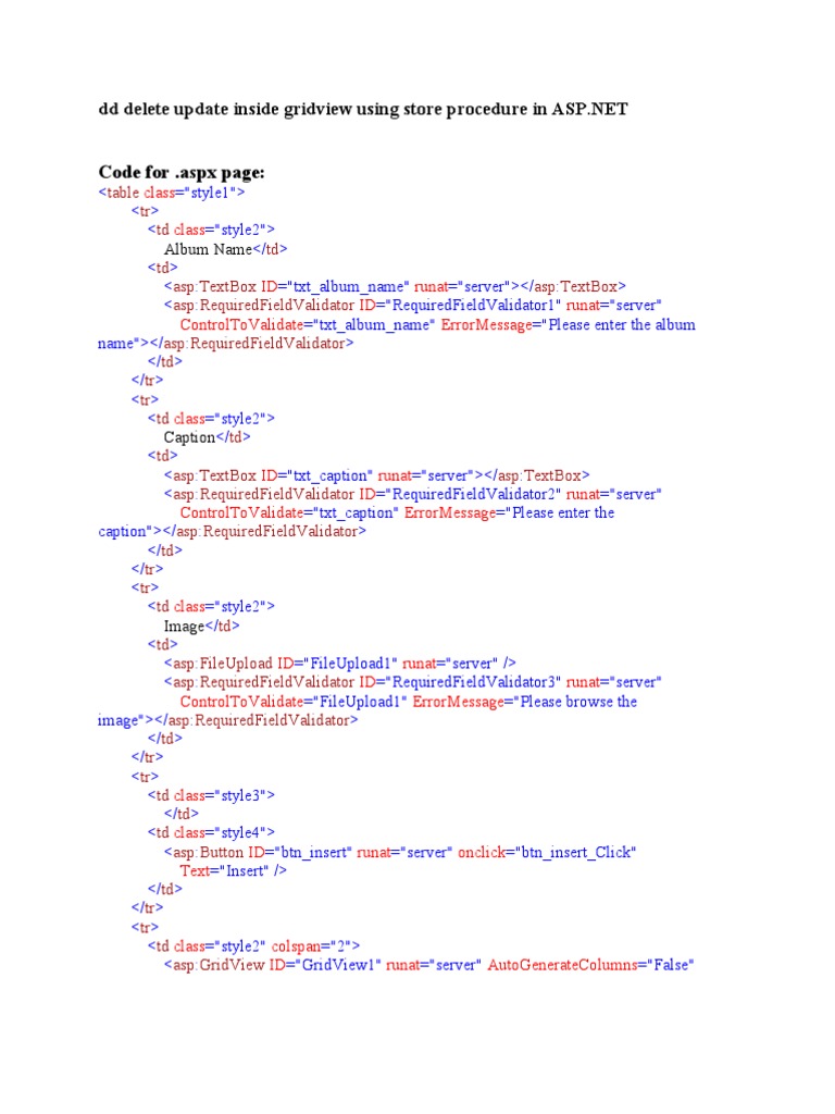 Gridview | PDF | Active Server Pages | Parameter (Computer Programming)