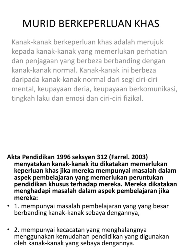 Murid Berkeperluan Khas | PDF
