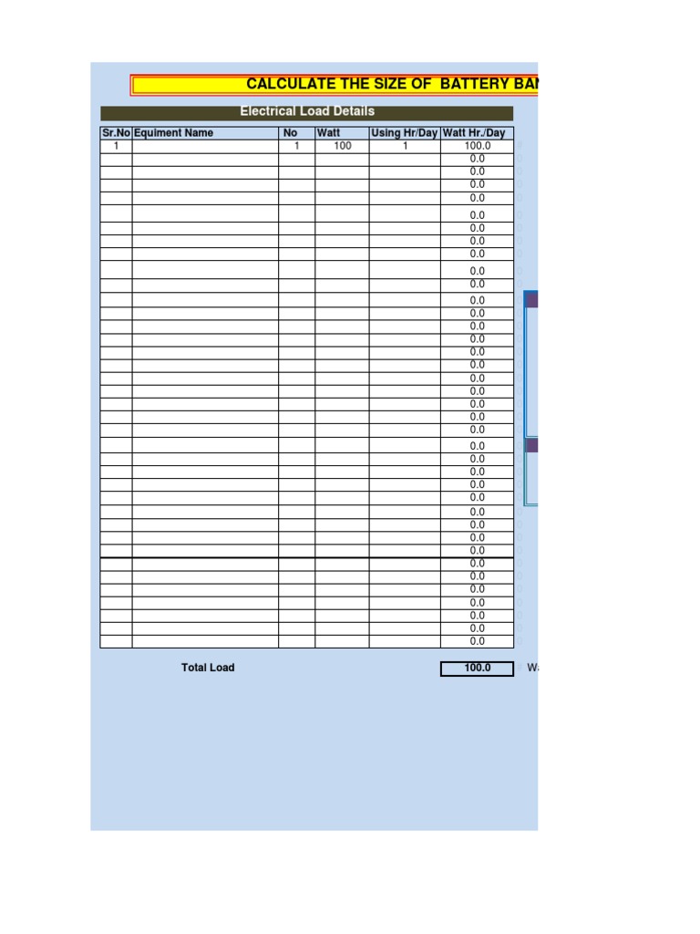 battery sizing calculator