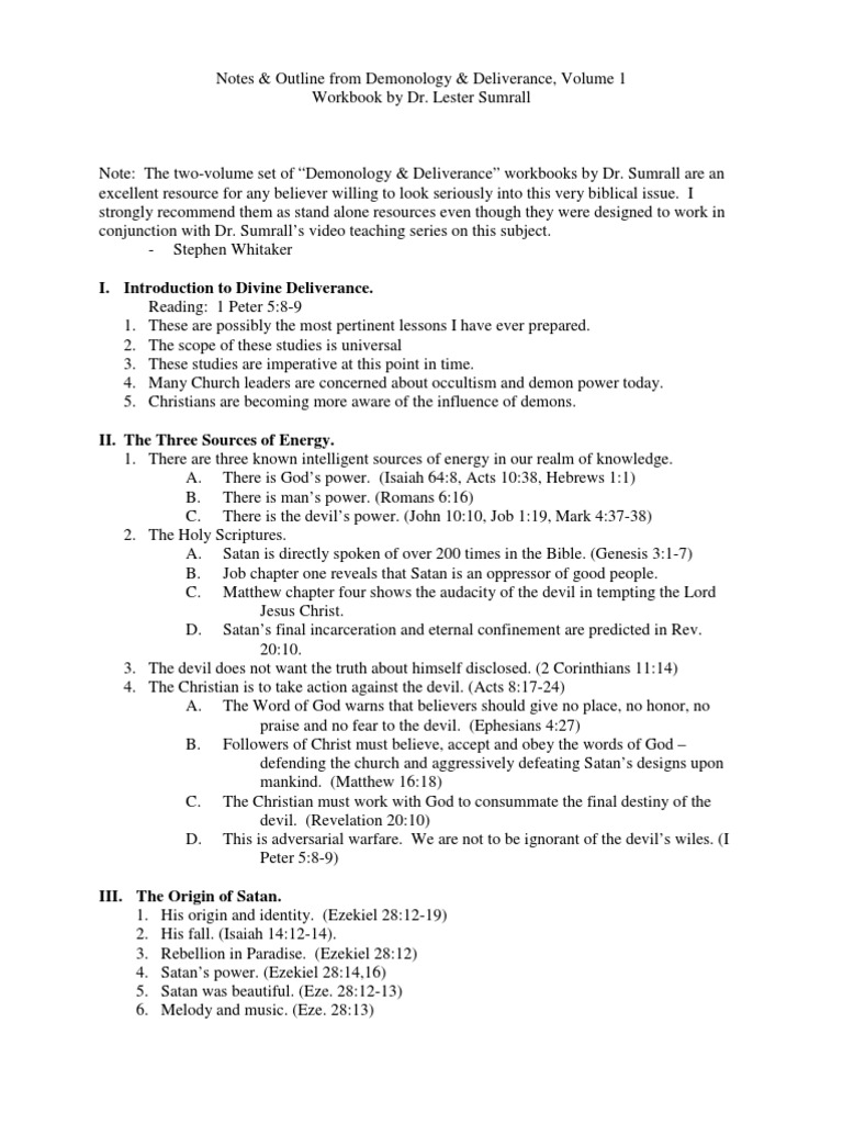 Demonology and Deliverance Notes and Outlines | PDF | Young Adult