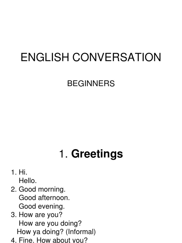 English Conversation Beginner | PDF | Leisure