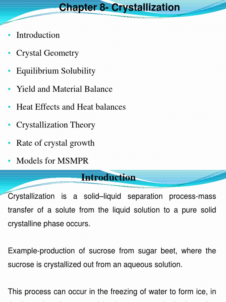 Chapter#8 Crystallization | PDF | Crystallization | Solubility