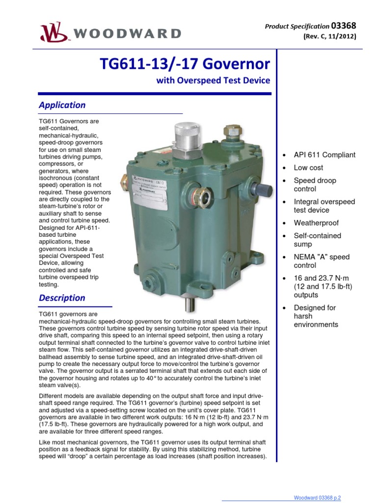 TG 611 Governor | PDF | Turbine | Steam Engine