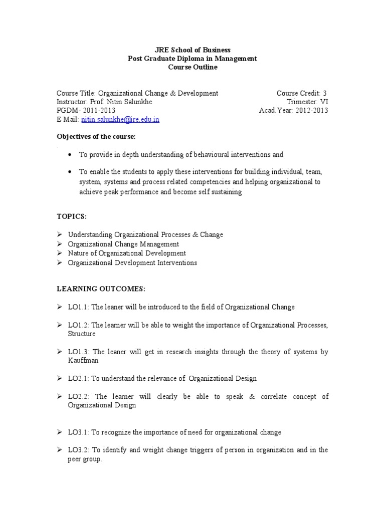 OCD Session Plan | PDF | Organization Development | Organizational Behavior