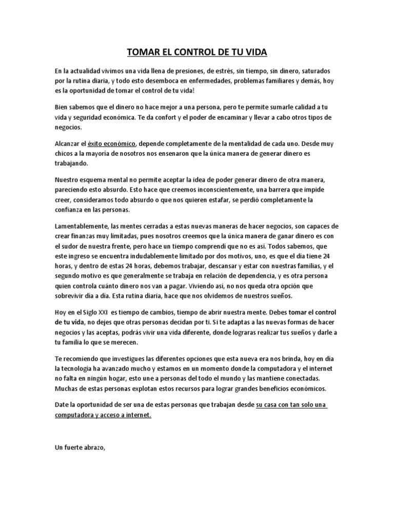 Tomar El Control de Tu Vida! | PDF | Sueño | Internet