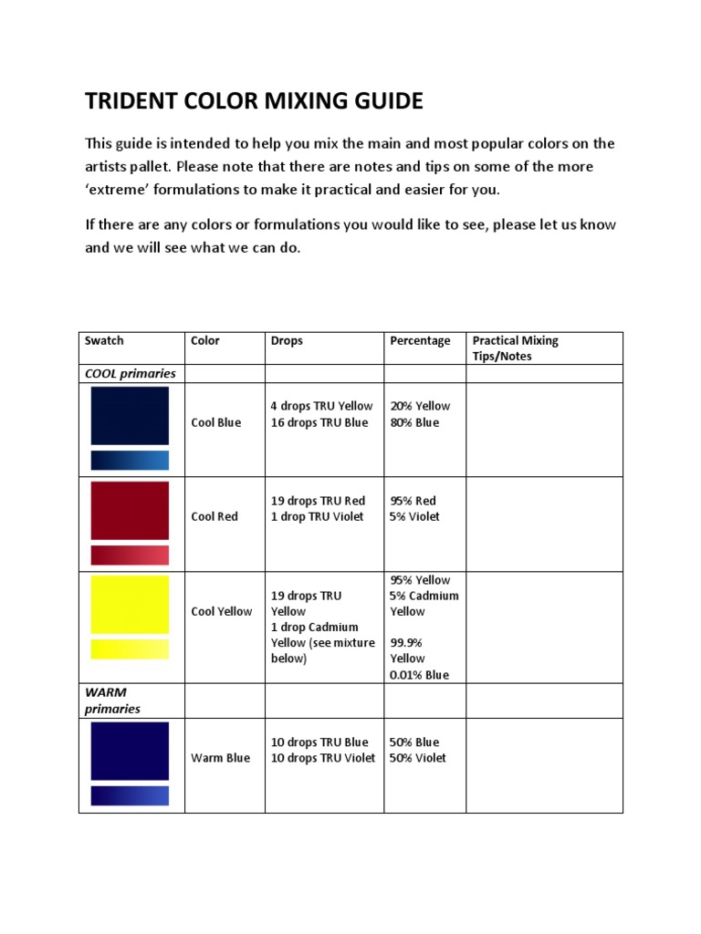 Color Mixing Guide | PDF | Brown | Blue