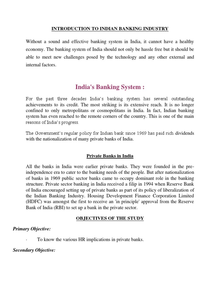 India's Banking System:: Introduction To Indian Banking Industry | PDF ...