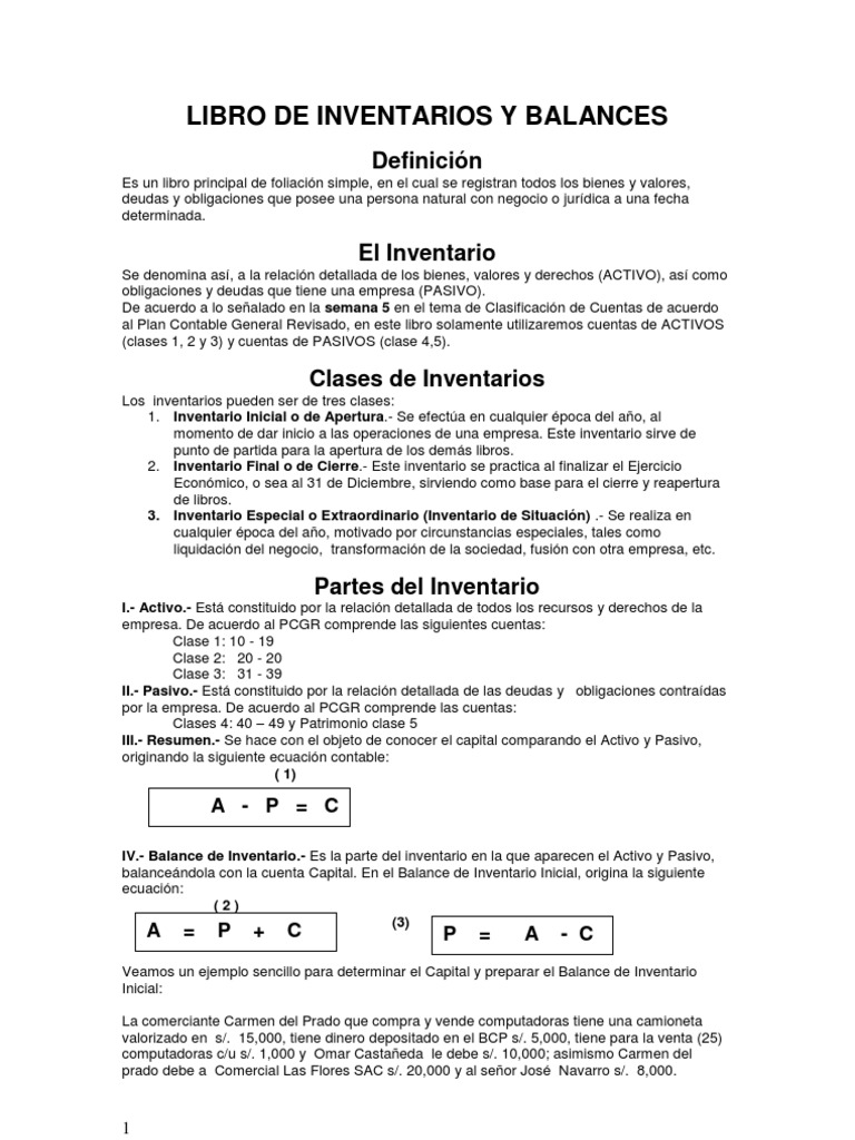 Libro de Inventarios y Balances | Jerga corporativa | Contabilidad ...