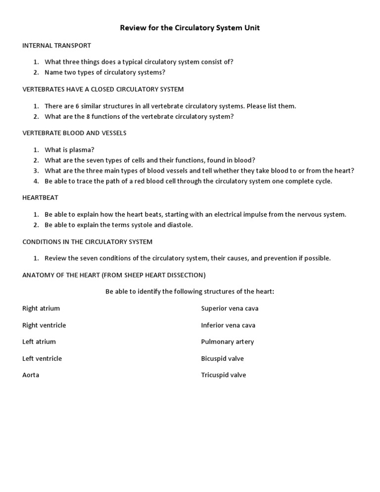 Circulatory System Study Guide | PDF