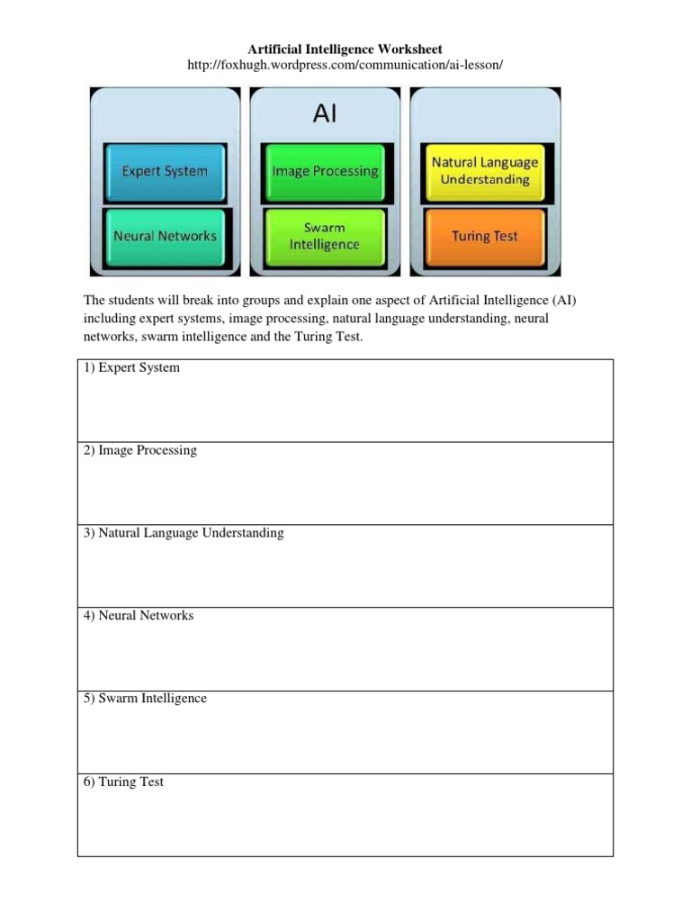 Artifical Intelligence Worksheet | PDF