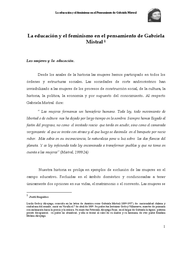 Feminismo en Gabriela Mistral | PDF | Mujer | Feminismo