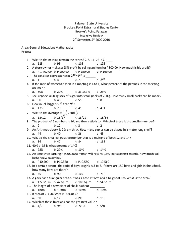 General Education Mathematics LET Reviewer | PDF