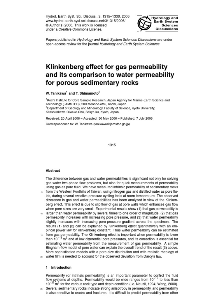 Klinkenberg Effect For Gas Permeability | Download Free PDF ...