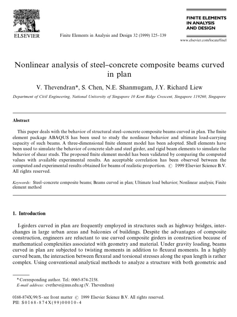 Nonlinear Analysis of Curved Composite Beams | PDF | Stress (Mechanics ...