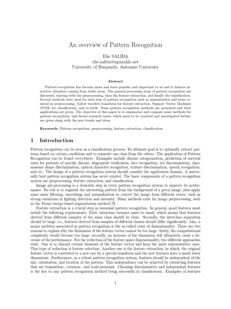 Overview of Pattern Recognition Methods | PDF | Image Segmentation ...