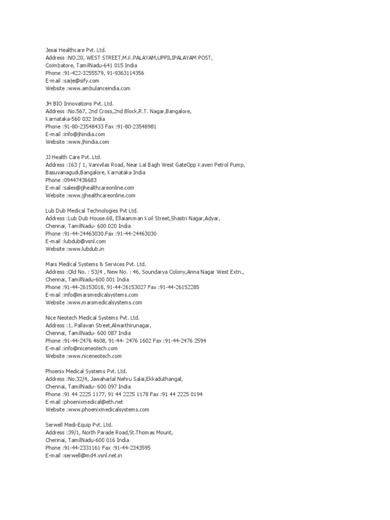 Biomedical Companies in Chennai | PDF