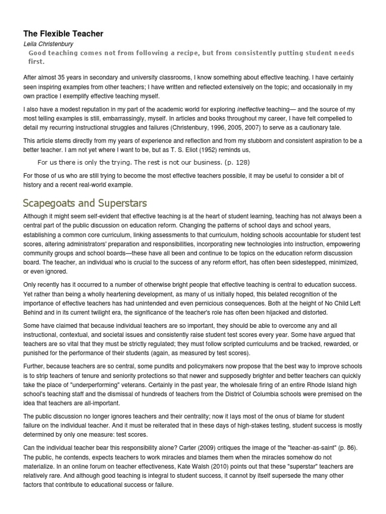 The Flexible Teacher | Download Free PDF | Teachers | Education Reform