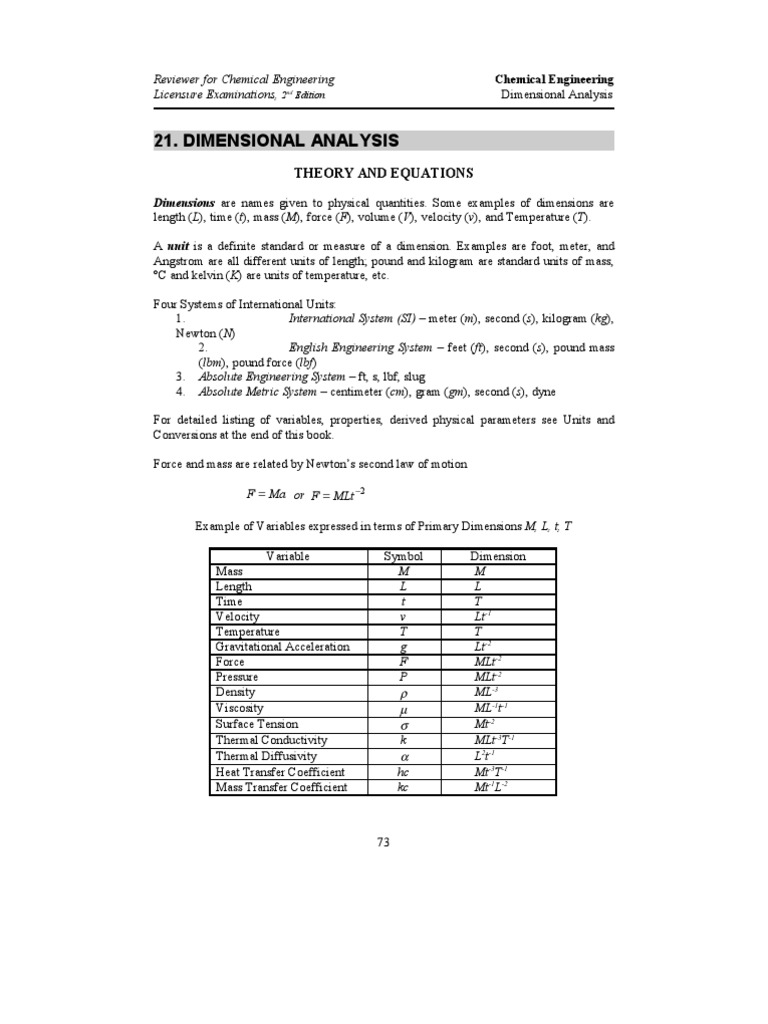 Dimensional Analysis | PDF | Reynolds Number | Viscosity