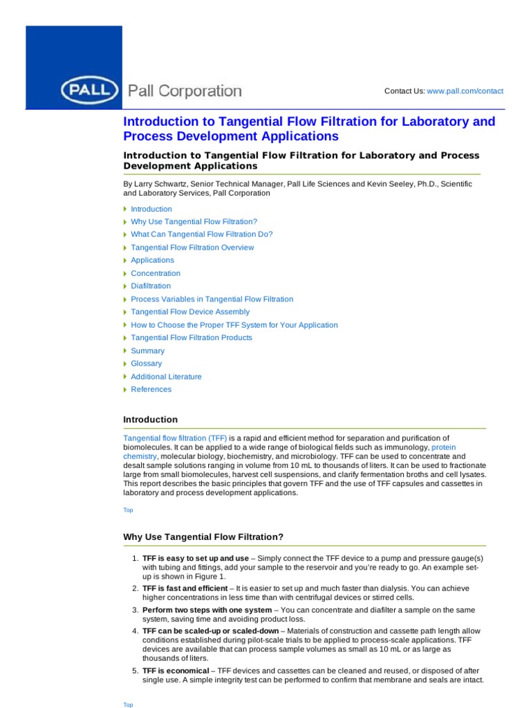 TFF System | PDF | Membrane | Filtration