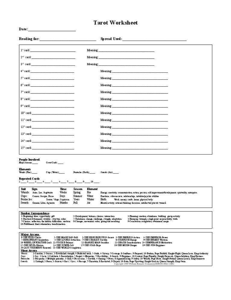 Tarot Worksheet | Download Free PDF | Tarot | Divination