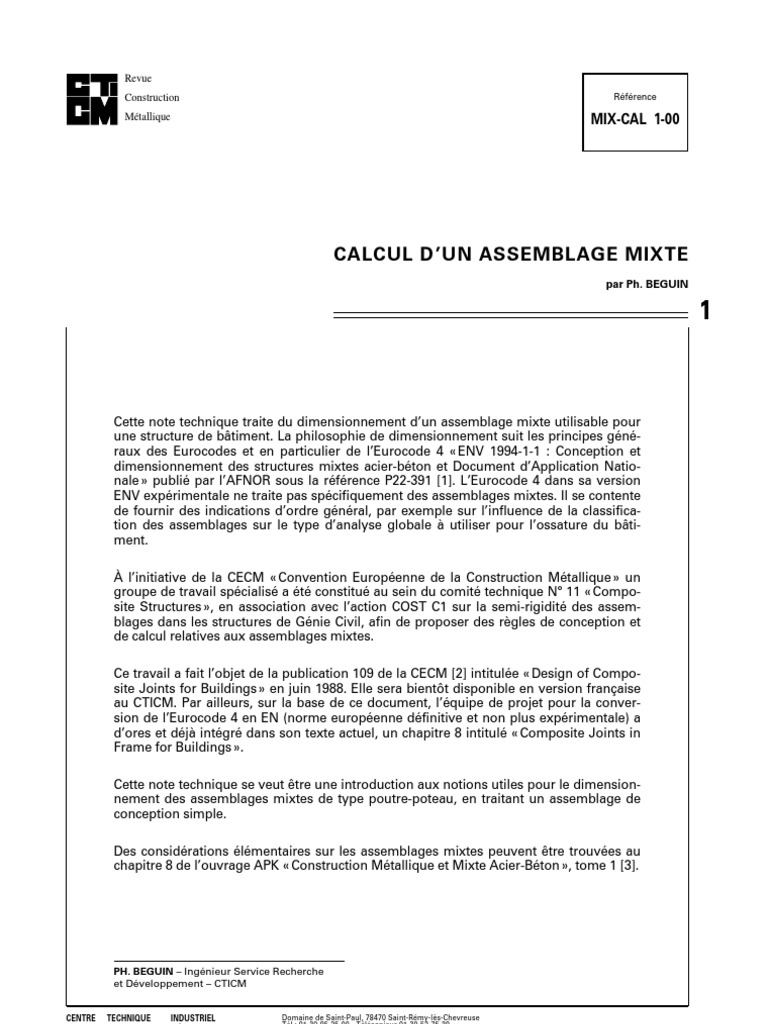 Calcul Assemblage Mixte | PDF | Résistance des matériaux | Mécanique du solide