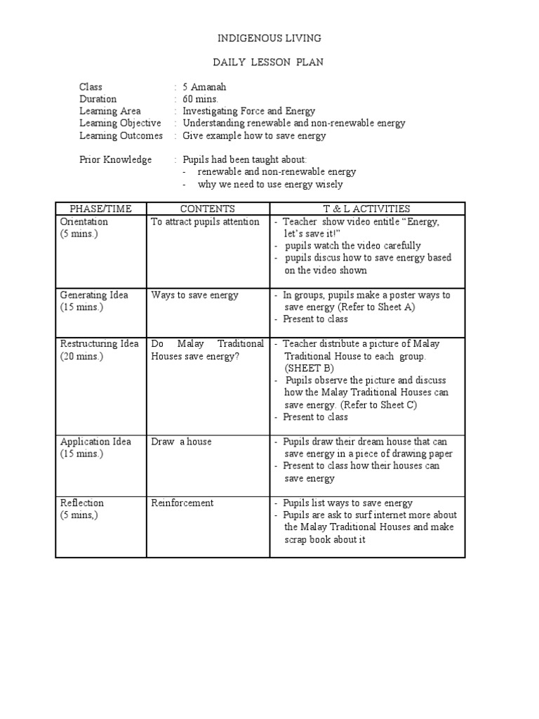 lesson plan for indigenous plan | Roof | Lesson Plan