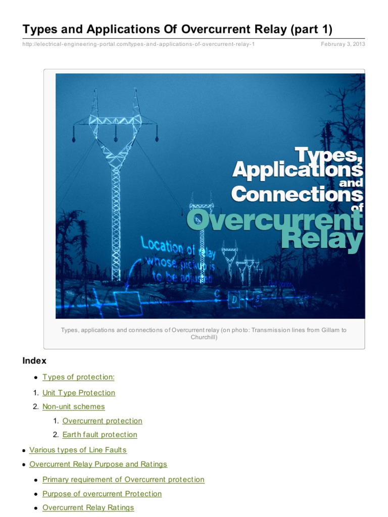 Types, Applications and Coordination of Overcurrent Relays for ...